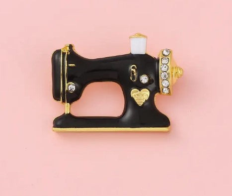 Black Enamaled Sewing Machine Pin – Hot Springs Fiber Co.