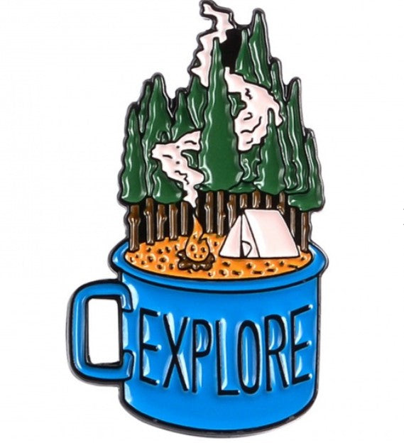 'Explore' camping themed Pin – Hot Springs Fiber Co.