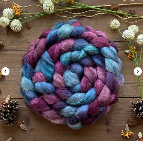 Merino / Cashmere / Silk Hand dyed Roving from 316 Dye Studio Color Sh ...