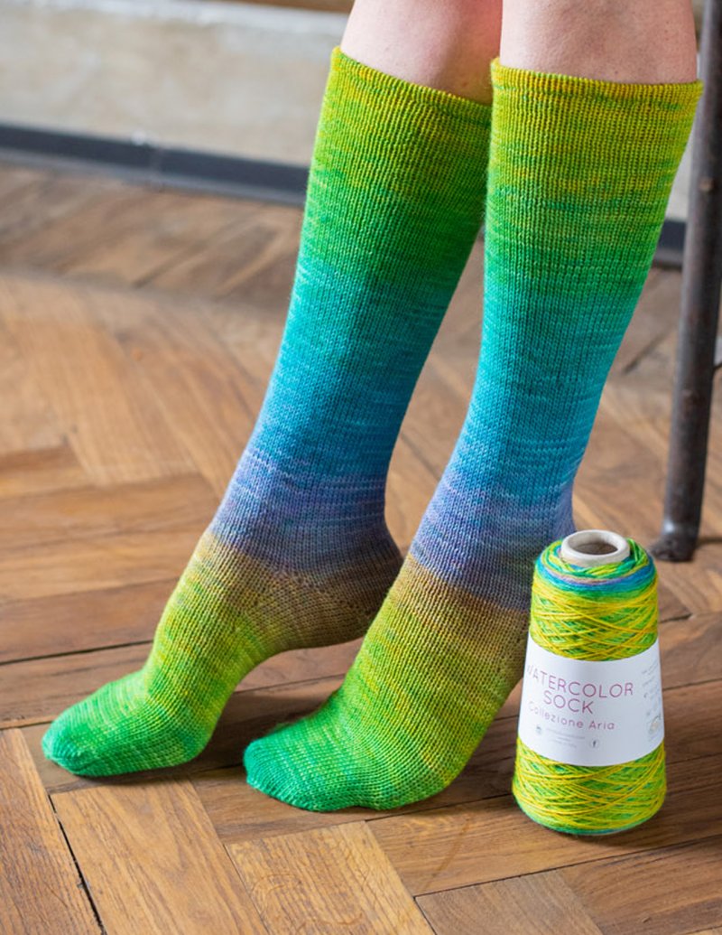 Watercolor Sock by Laines du Nord #101 Green/blue – Hot Springs Fiber Co.